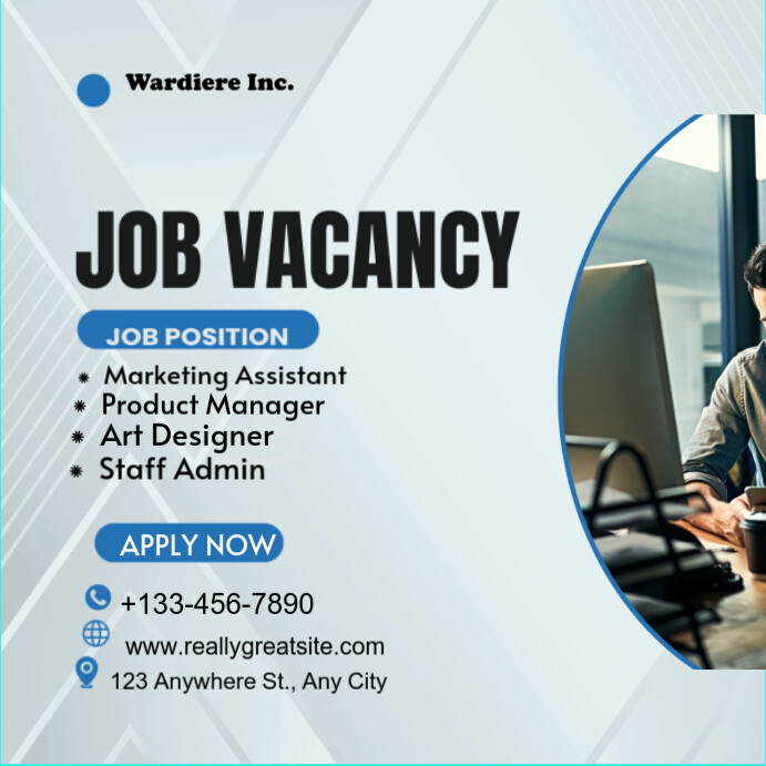 White Professional Job Hiring Instagram Post Template | PosterMyWall