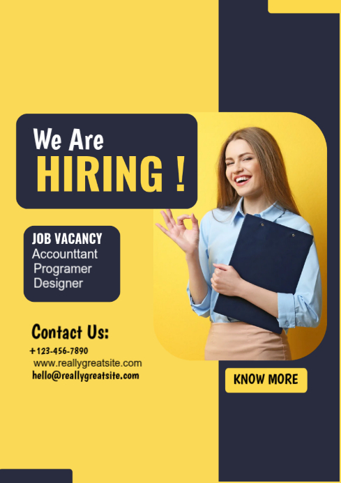 White Professional Job Hiring Post A4 Template | PosterMyWall