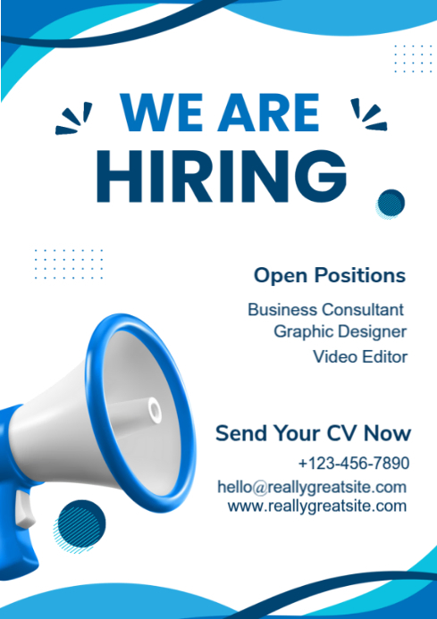 White Professional Job Hiring Post A4 Template | PosterMyWall