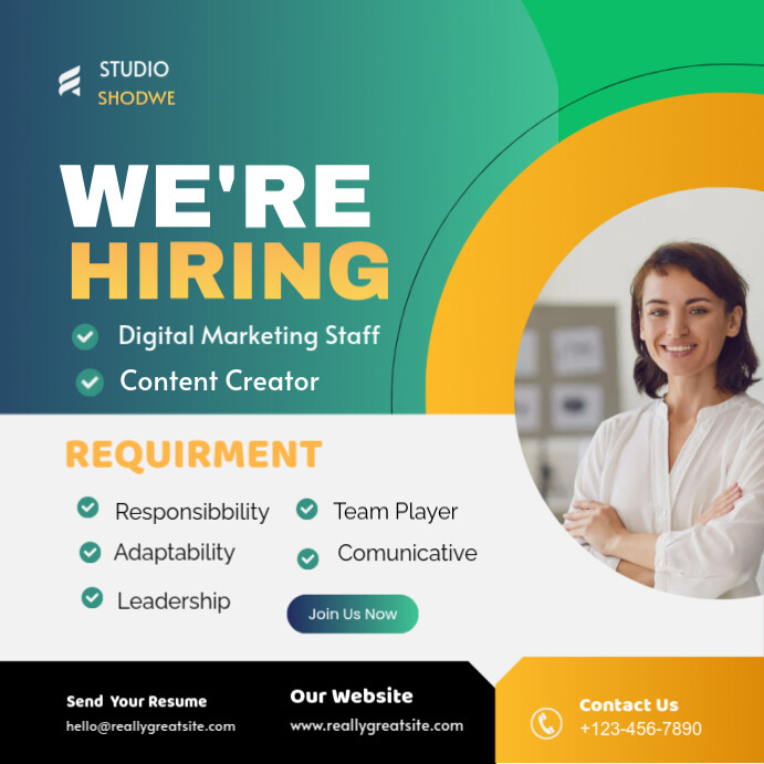 White Professional Job Hiring Post Instagram Post Template | PosterMyWall
