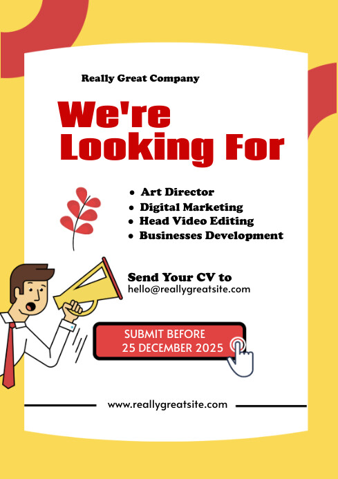 Copy of White Professional Job Hiring Poster A4 | PosterMyWall