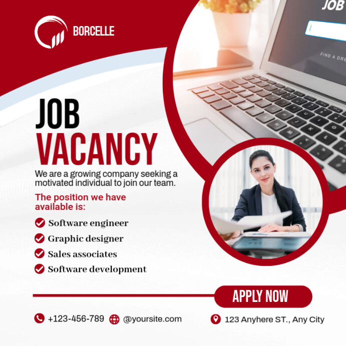 White Professional Job Vacancy Instagram Post Template | PosterMyWall