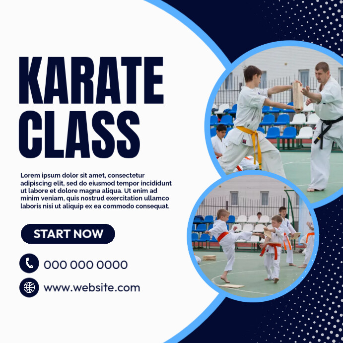 White Professional Karate Class Instagram Post Template | PosterMyWall