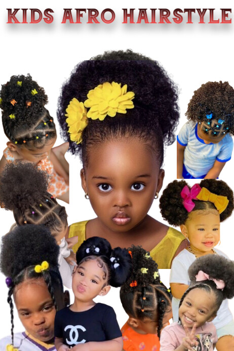 White Professional Kids Afro Hairstyle Poster Template | PosterMyWall