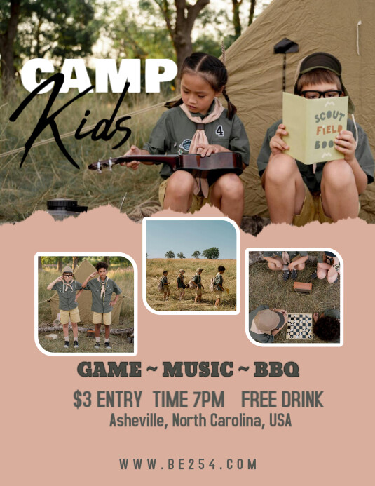 White Professional Kids Camp Flyer (us Letter) Template | PosterMyWall