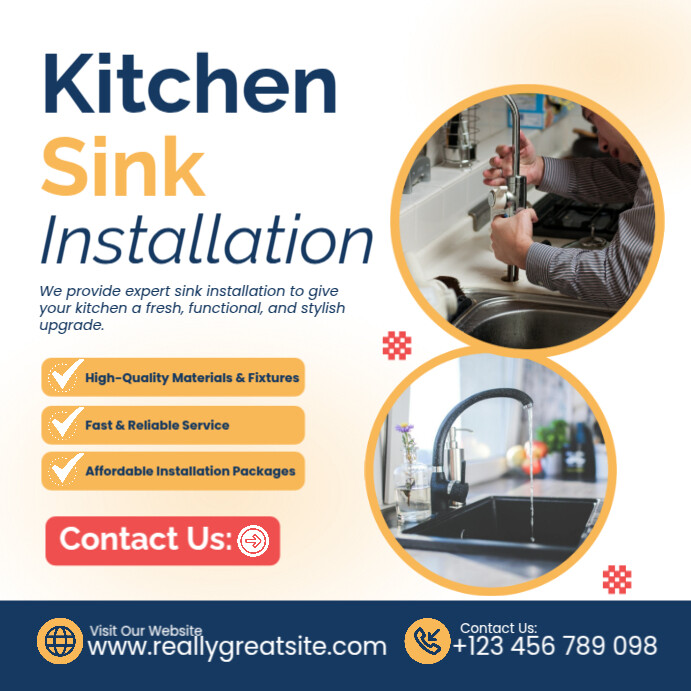 White Professional Kitchen Sink Installation Services Poster Template ...
