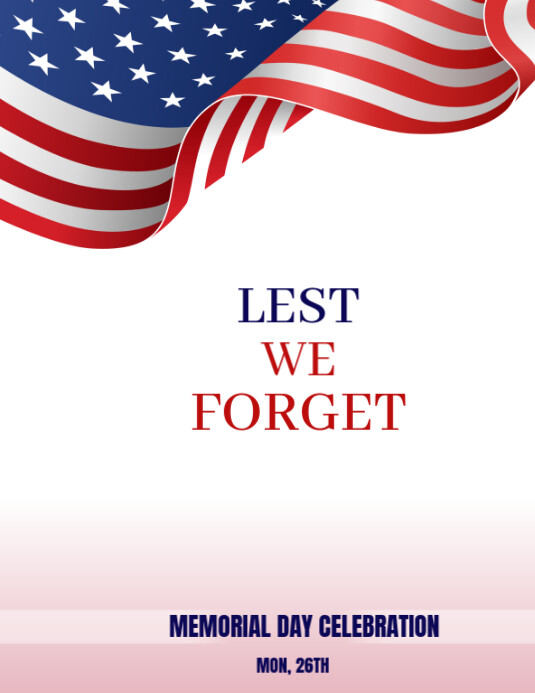 White Professional Lest We Forget/memorial Day Flyer (us Letter ...