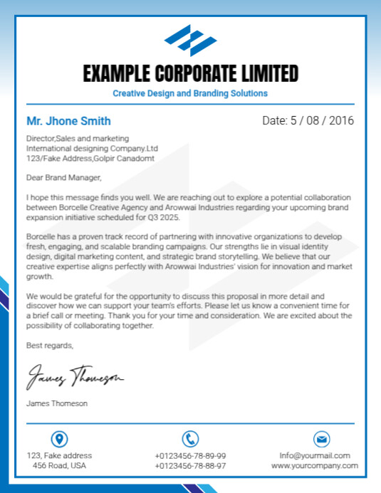 White Professional Letterhead Template | PosterMyWall