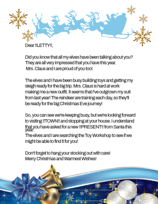 White Professional Letters From Santa Template Flyer (us Letter ...