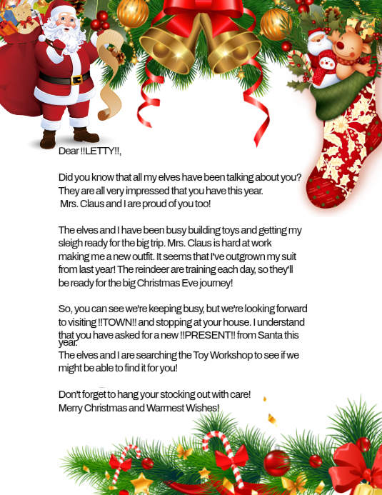 White Professional Letters From Santa Template Flyer (us Letter ...