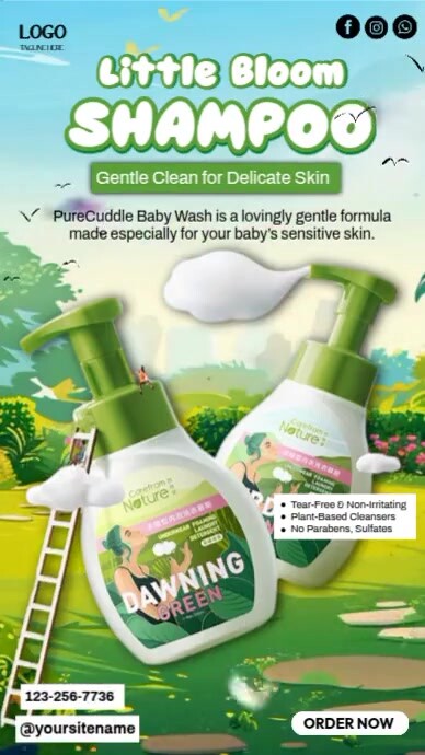 White Professional Little Bloom Shampoo Instagram Reel Template ...
