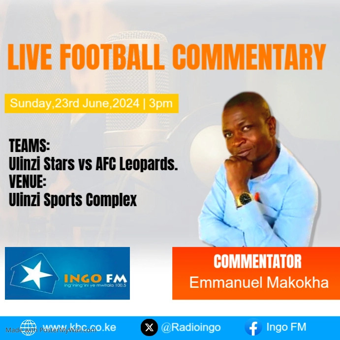 White Professional Live Football Commentary Template | PosterMyWall