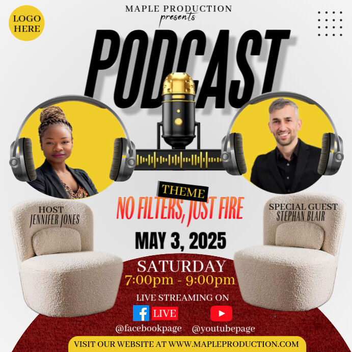 Copy of White Professional Live Podcast Talk Show Ad Instagram Post ...