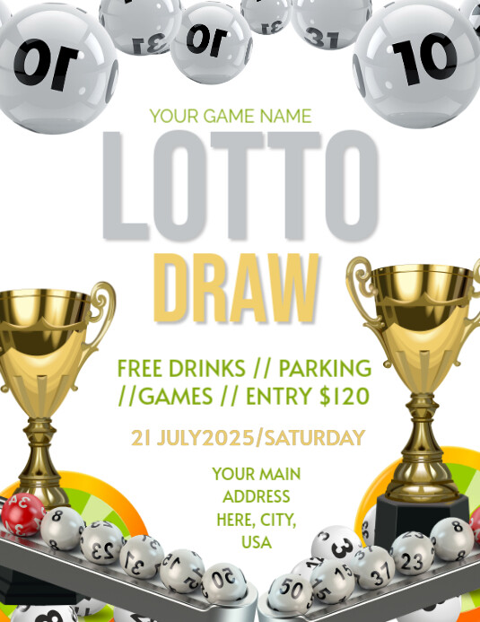 White Professional Lotto Draw Flyer (us Letter) Template | PosterMyWall