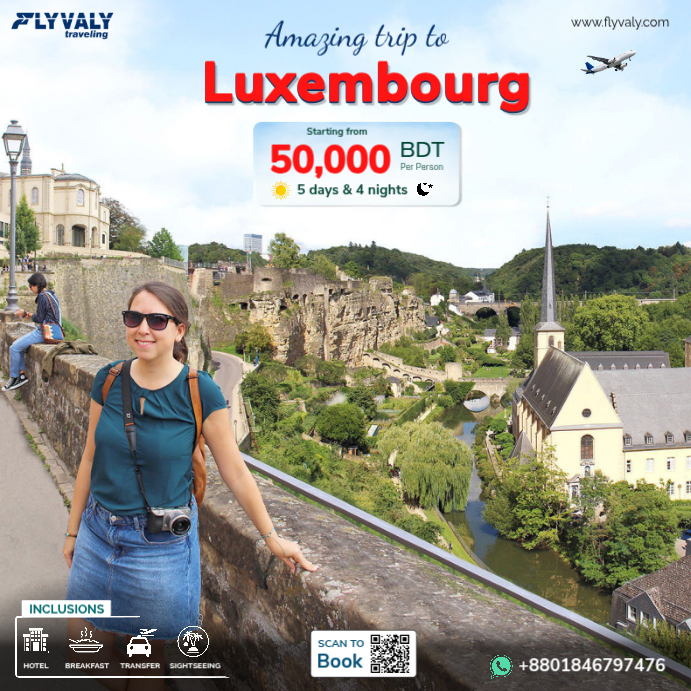 White Professional Luxembourg Tour Package Poster Instagram Post ...