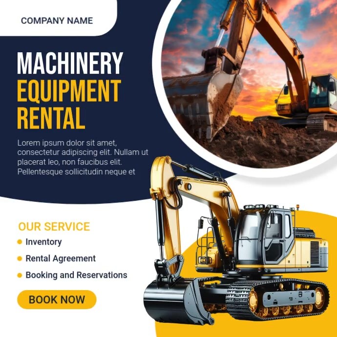 White Professional Machinery Equipment Rental Instagram Post Template ...