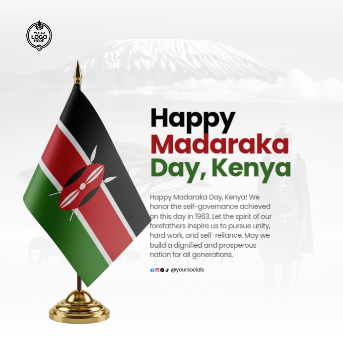 White Professional Madaraka Day Kenya Instagram Post Template ...