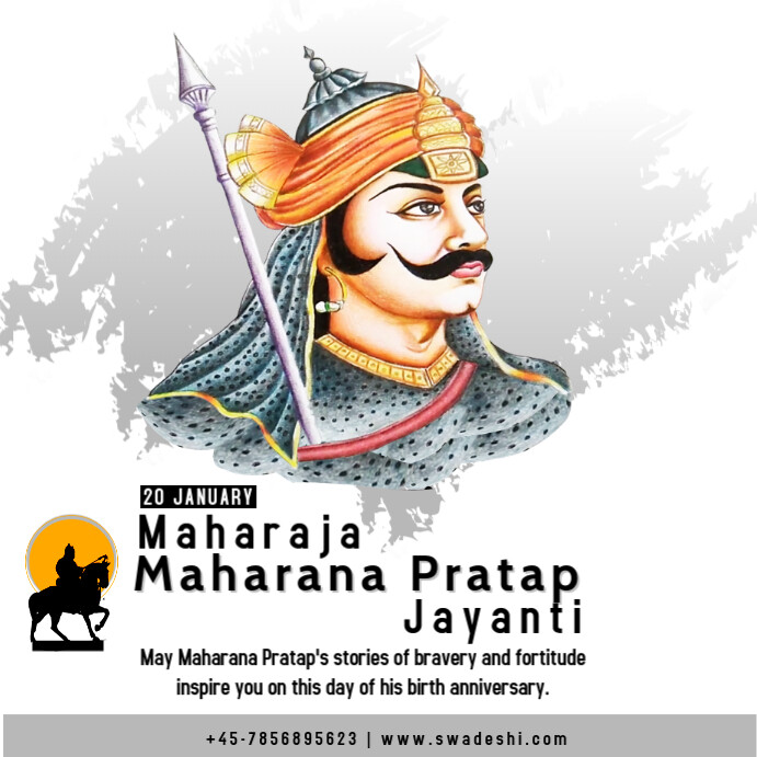 White Professional Maharana Pratap Jayanti Instagram Post Templat ...
