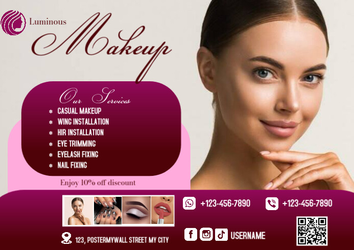 White Professional Makeup Studio Poster A4 Template | PosterMyWall