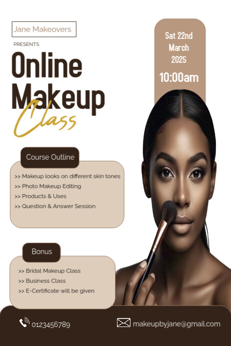 White Professional Makeup Training Poster Template | PosterMyWall