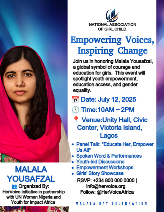 Copy of White Professional Malala Day Flyer (us Letter) | PosterMyWall