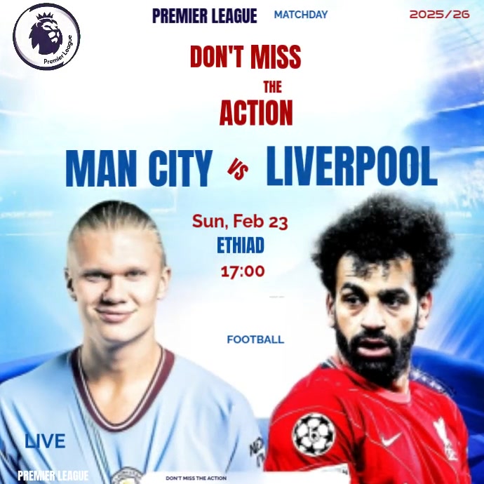 White Professional Manchester City Vs Liverpool Big Matchday Instagram ...