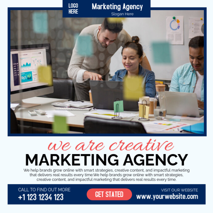 White Professional Marketing Agency Instagram Post Template | PosterMyWall
