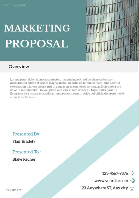 White Professional Marketing Proposal A4 Template | PosterMyWall