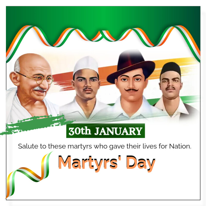 White Professional Martyrs' Day Instagram Post Template | PosterMyWall