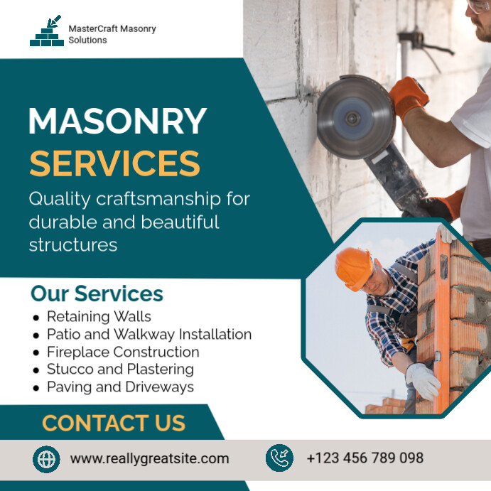 White Professional Masonary Services Instagra Template | PosterMyWall