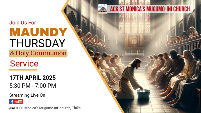 White Professional Maundy Thursday, Holy Communion Service Poster ...