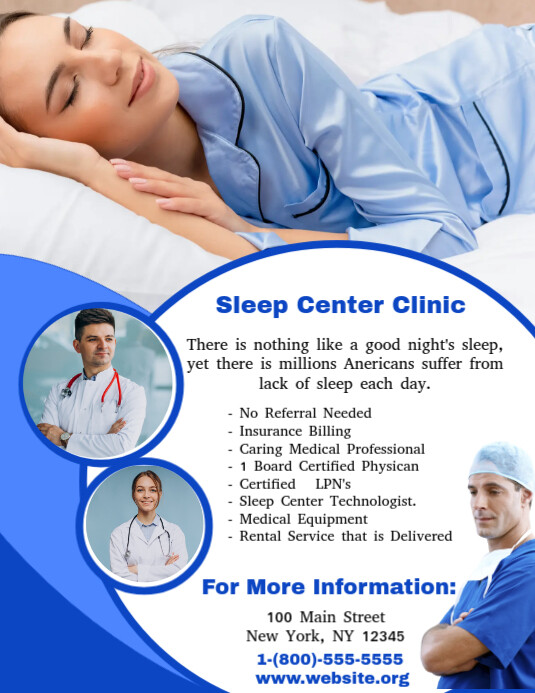 White Professional Medical Sleep Center Clinic Flyer (us Letter ...