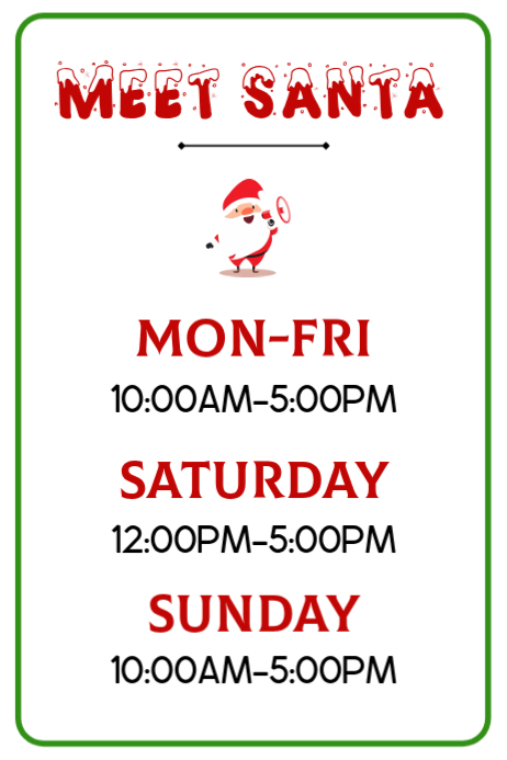 White Professional Meet Santa Schedule Holiday Event Signage Santa ...