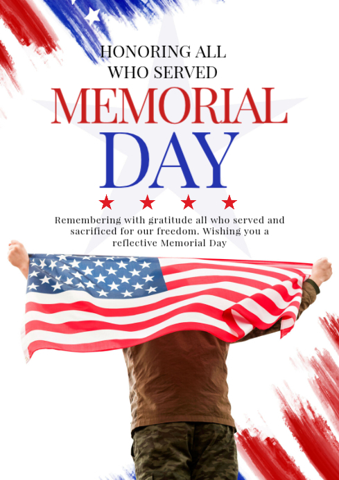 White Memorial Day A4 Template | PosterMyWall
