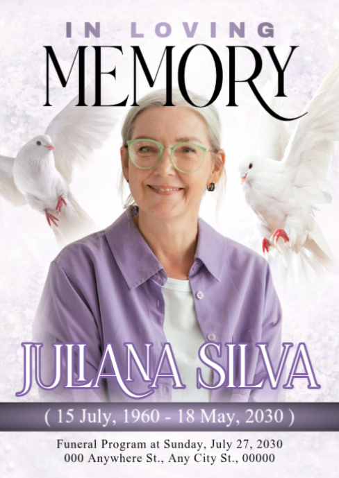 White Memorial Service A6 Template | PosterMyWall