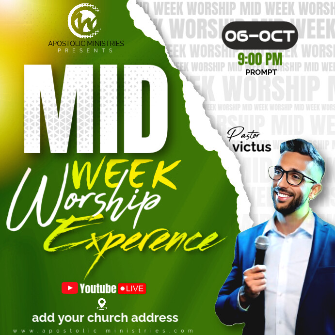 Modèle White Professional Mid Week Worship Service Instagram Post ...