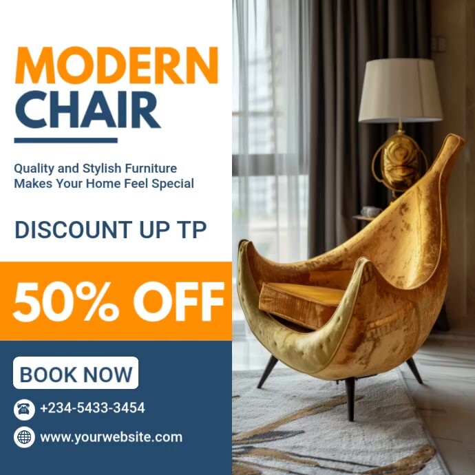 White Professional Modern Chair Instagram Post Template | PosterMyWall