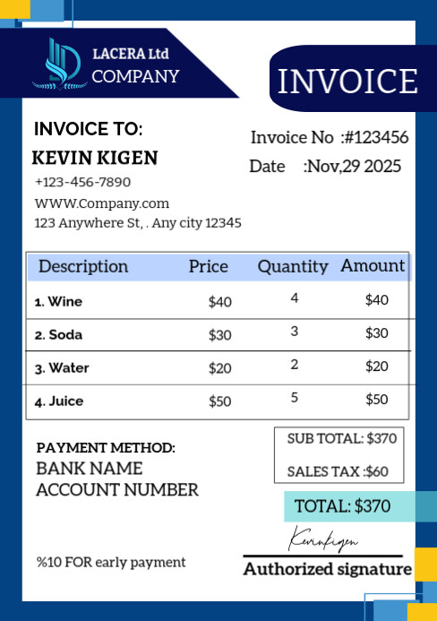 White Professional Modern Invoice A5 Template | PosterMyWall