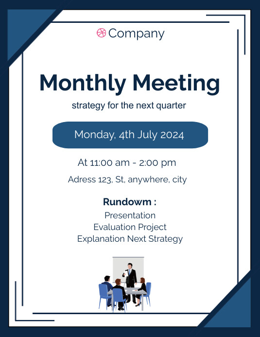 White Professional Monthly Meeting Flyer (us Template | PosterMyWall