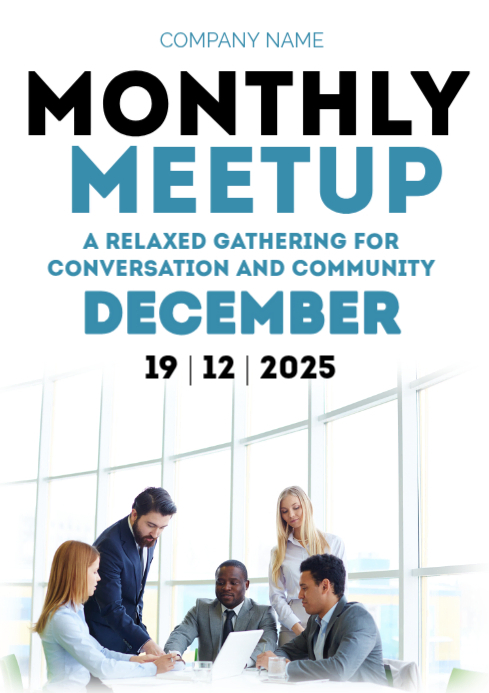 White Professional Monthly Meetup Meeting A1 Template | PosterMyWall