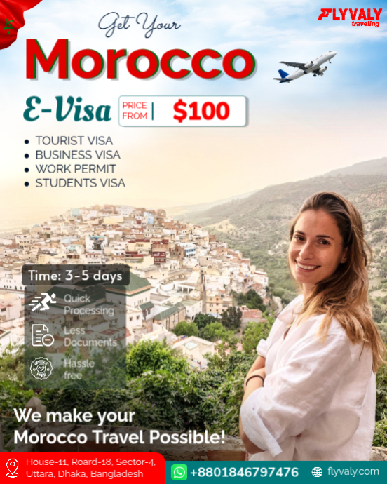White Professional Morocco E-visa Processing Ads Design Template ...
