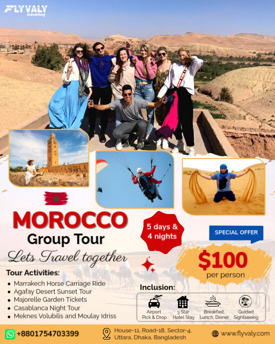 White Professional Morocco Tour Package Ads Template Instagram Portrait ...