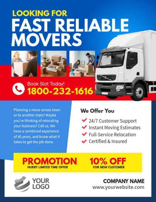 White Professional Moving Services Flyer Template | PosterMyWall