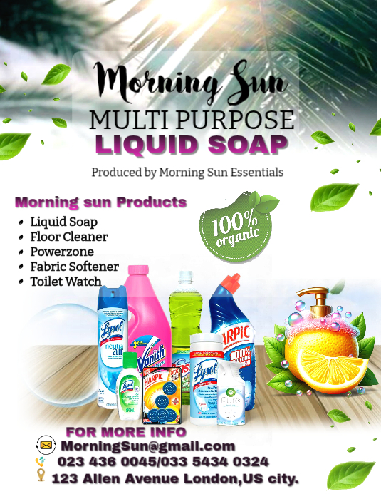 White Professional Multipurpose Liquid Soap Flyer Design Template Flyer ...