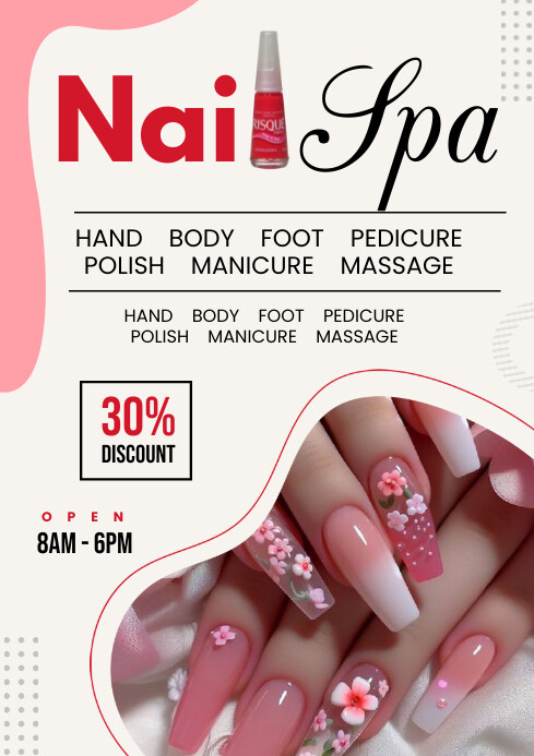 White Professional Nail Salon Advertisement Template | PosterMyWall