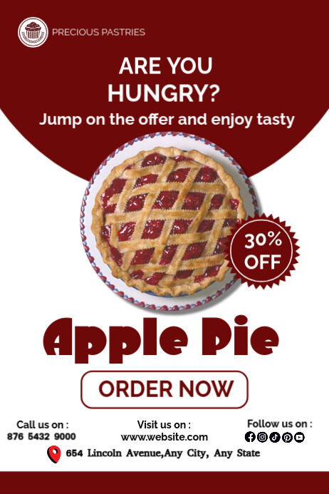White Professional National Apple Pie Day Poster Templat | PosterMyWall