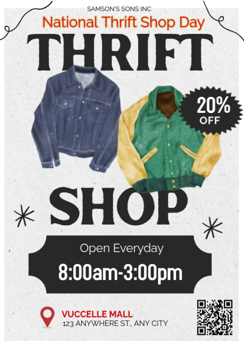 White Professional National Thrift Shop Day 20% Off Open Everyday A4 ...