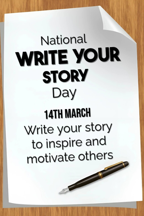 Plantilla de White Professional National Write Your Story Day Poster ...