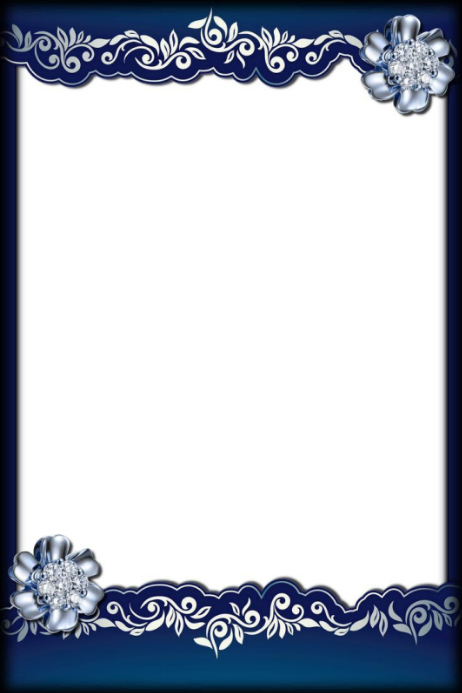 White Professional Navy Blue Frame With Silver Jeweled Flowers Poster ...