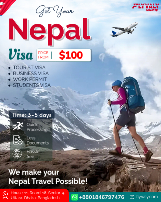 White Professional Nepal Visa Processing Ads Design Template Instagram ...